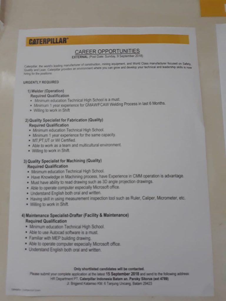 PT Caterpillar Indonesia Batam – IKA PPNS